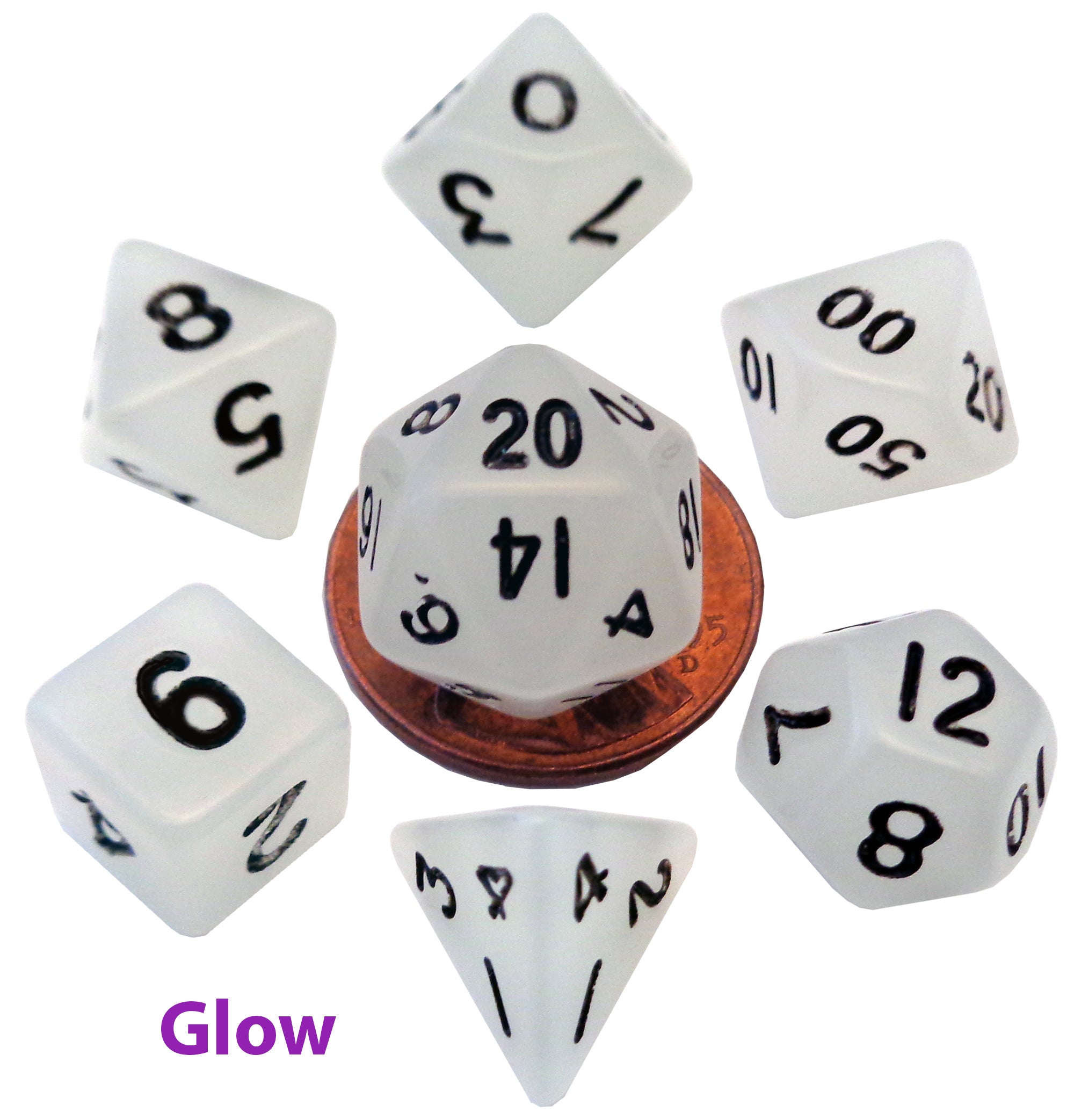 Glow in the Dark Clear 10mm Mini Polyhedral Dice Set – FanRoll