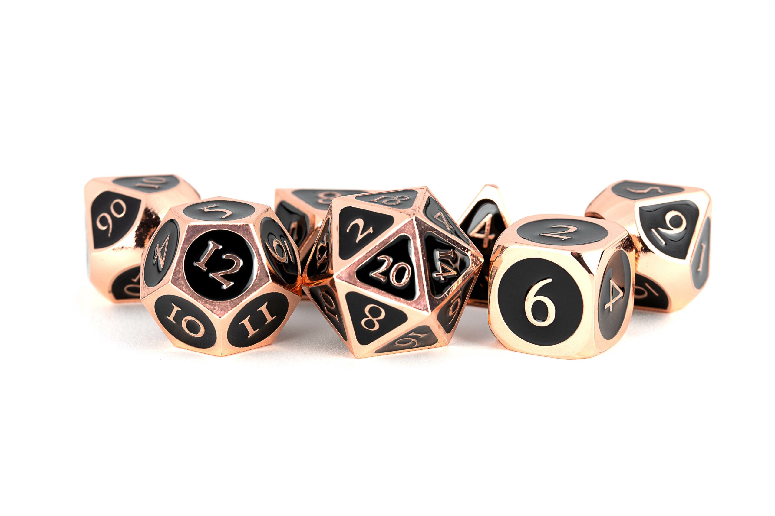 Copper with Black Enamel 16mm Polyhedral Dice Set – FanRoll