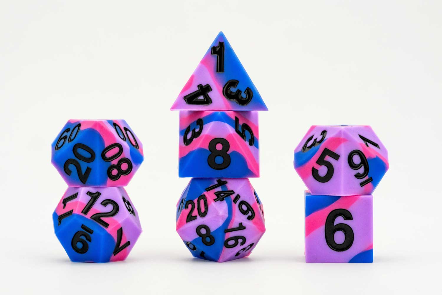 Sharp Edge Silicone Rubber Dice Set: Bisexual Pride – FanRoll