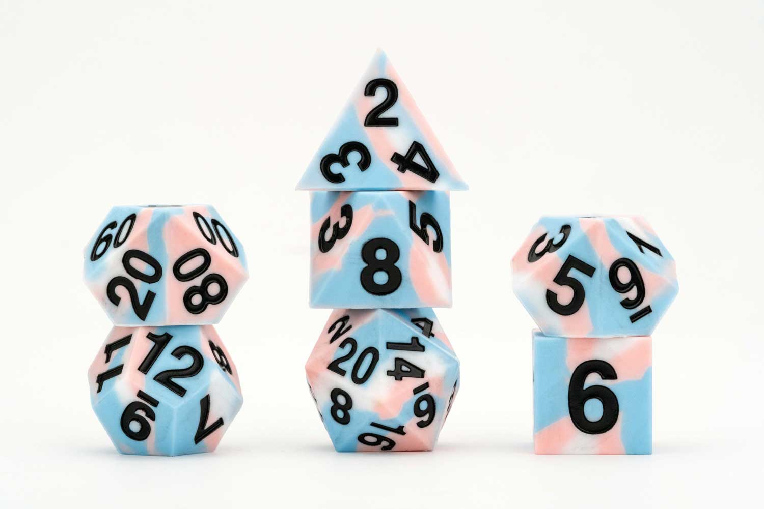 Sharp Edge Silicone Rubber Dice Set: Transgender Pride – FanRoll