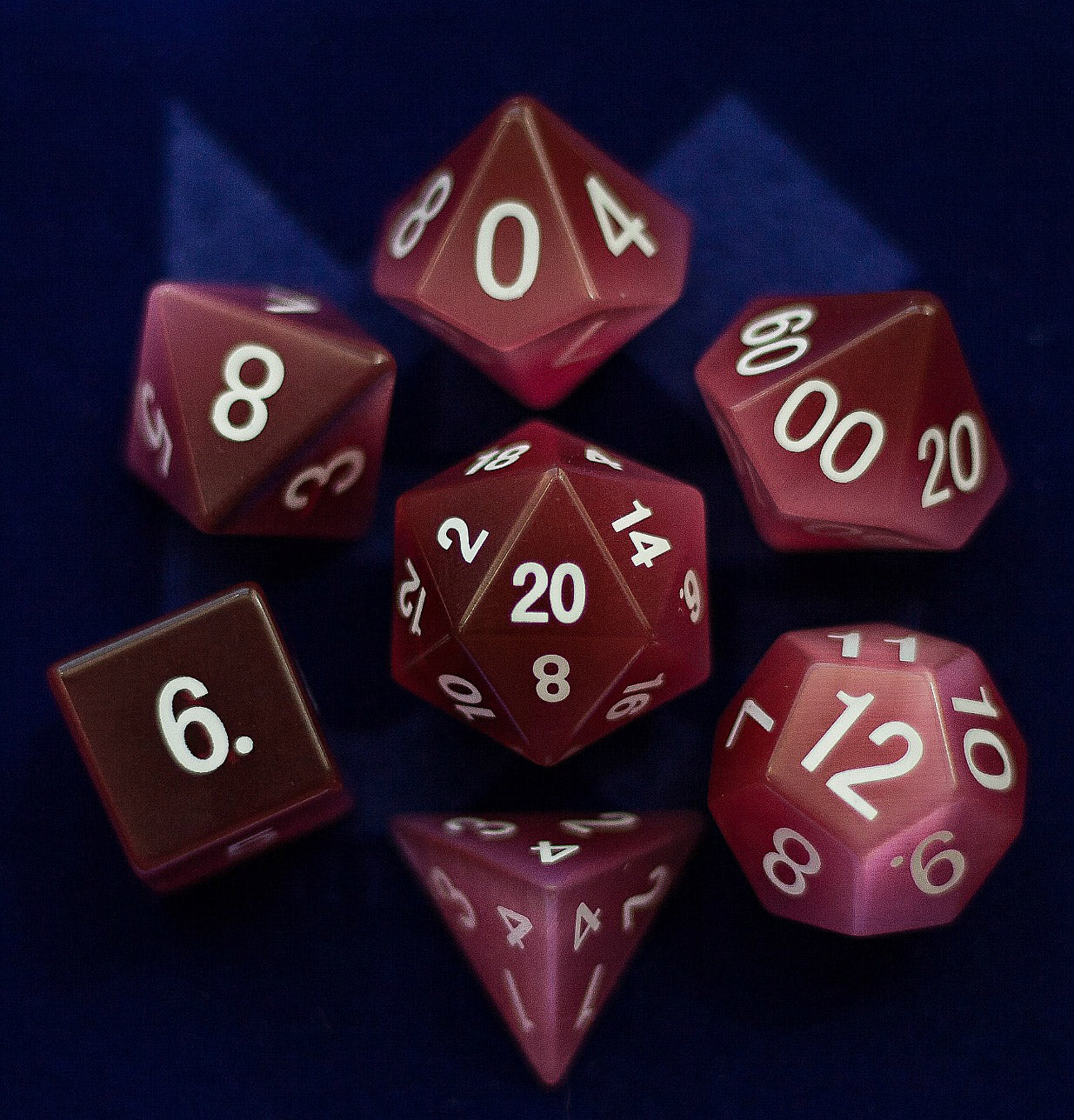 Cat's Eye Pink: Full-Sized 16mm Polyhedral Dice Set – FanRoll